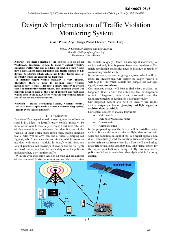 (PDF) Design & Implementation of Traffic Violation Monitoring System