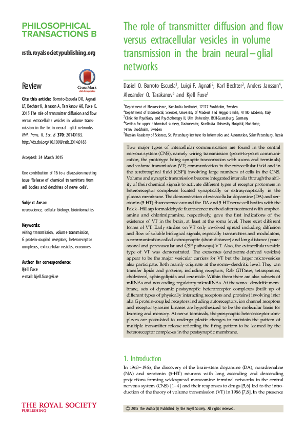 (PDF) The role of transmitter diffusion and flow versus extracellular ...