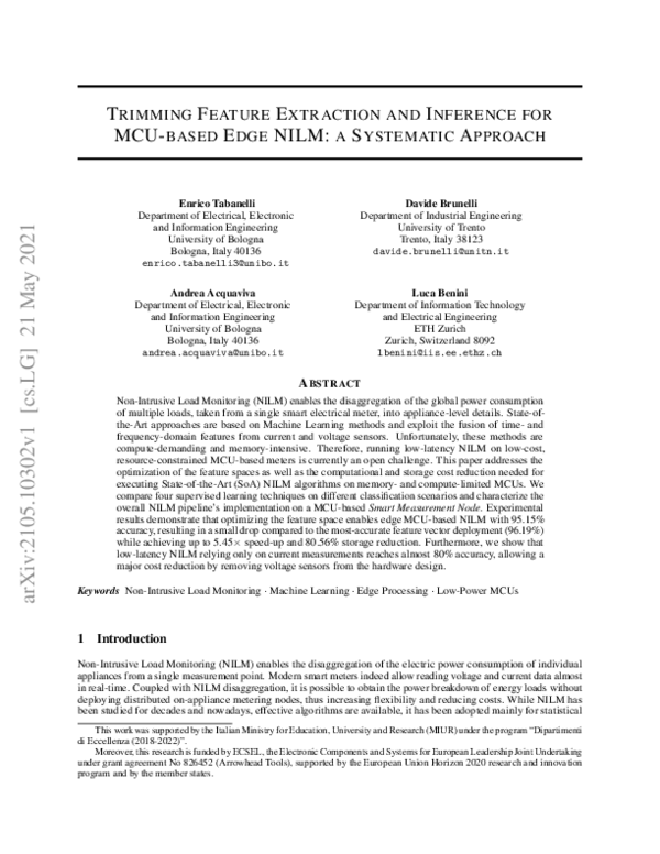 Pdf Trimming Feature Extraction And Inference For Mcu Based Edge Nilm