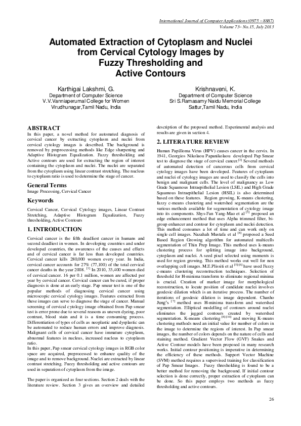 (PDF) Automated Extraction of Cytoplasm and Nuclei from Cervical Cytology Images by Fuzzy ...