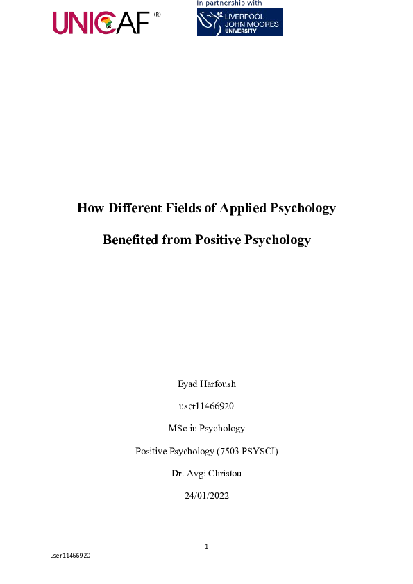 (DOC) How Different Fields of Applied Psychology Benefited from ...
