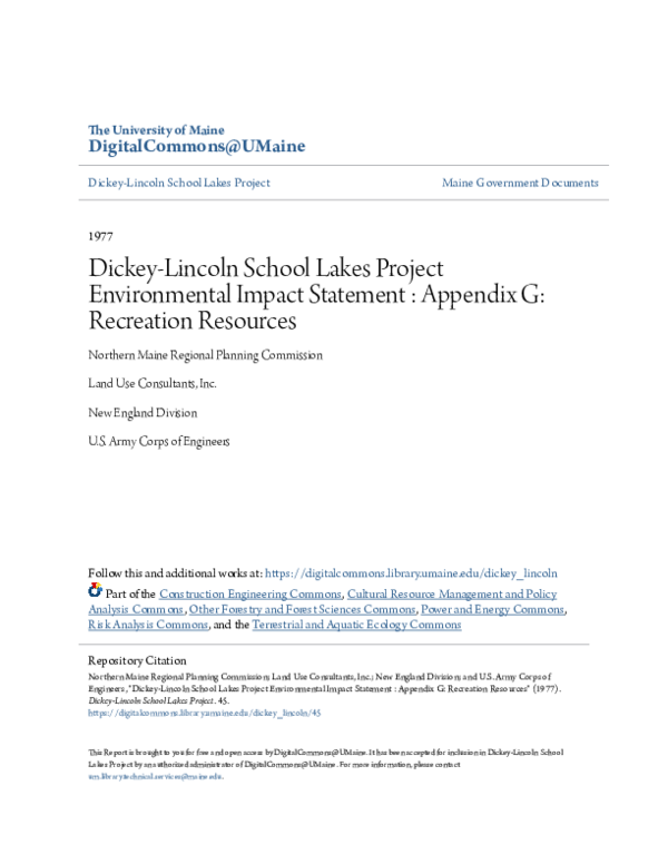 (PDF) Dickey-Lincoln School Lakes Project Environmental Impact Statement : Appendix G ...