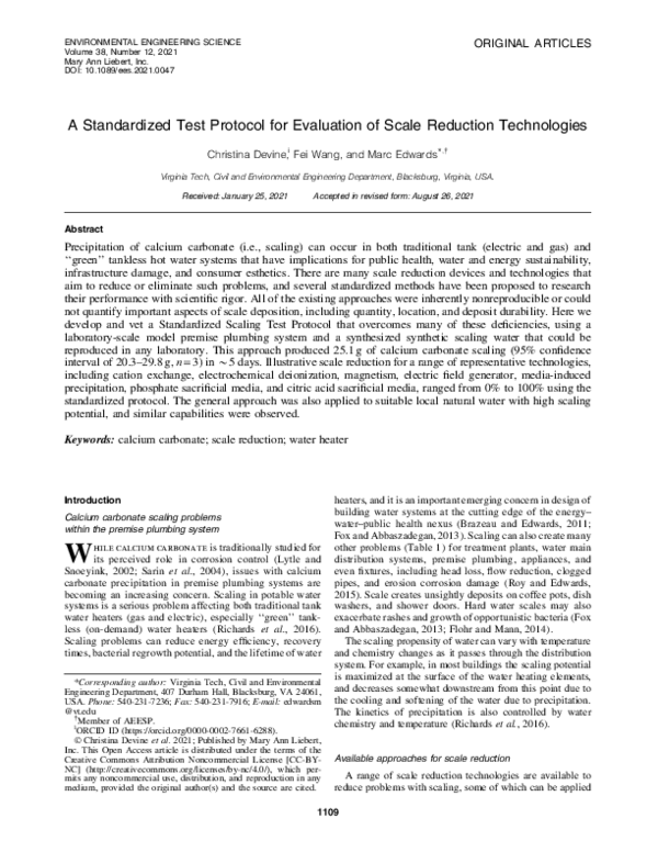 (PDF) A Standardized Test Protocol for Evaluation of Scale Reduction ...