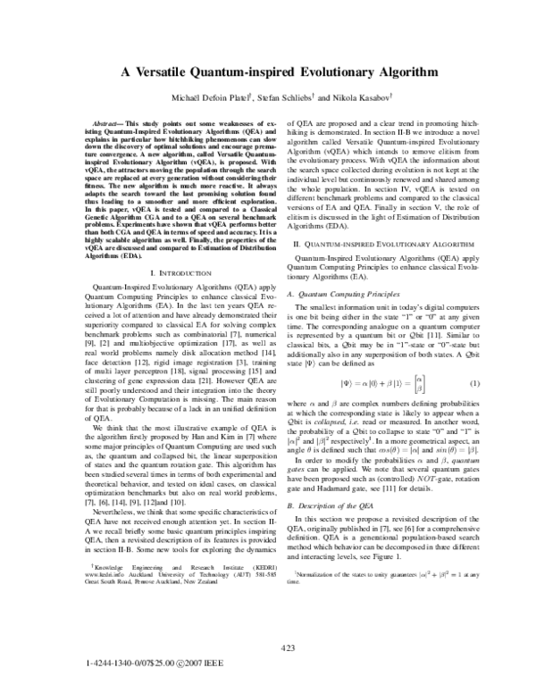 (PDF) A versatile quantum-inspired evolutionary algorithm