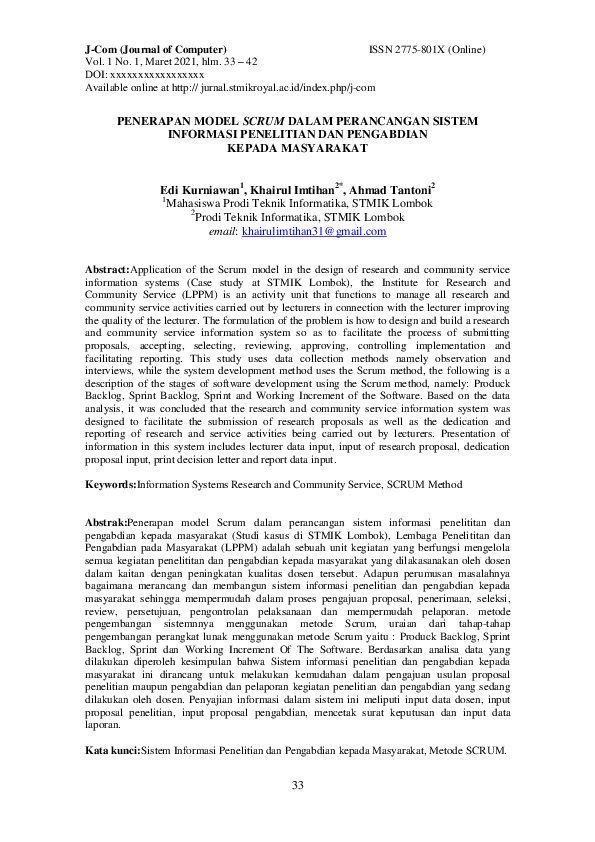 (PDF) Penerapan Model Scrum dalam Perancangan Sistem Informasi Penelitian dan Pengabdian Kepada ...