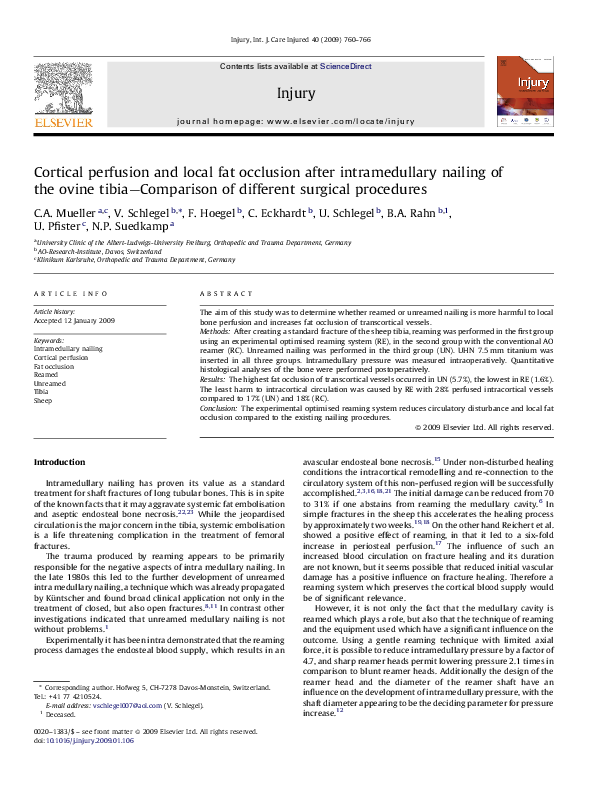 (PDF) Cortical perfusion and local fat occlusion after intramedullary ...