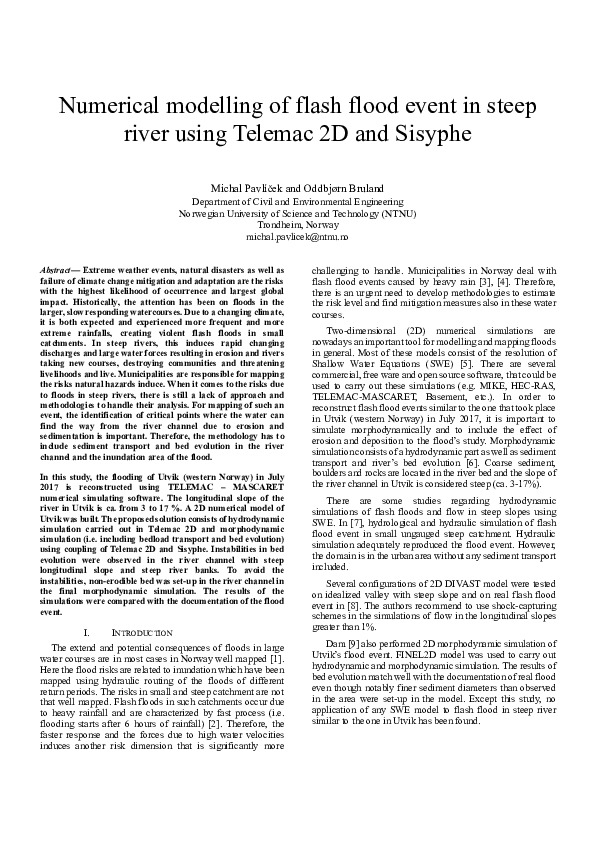 (PDF) Numerical modelling of flash flood event in steep river using Telemac 2D and Sisyphe