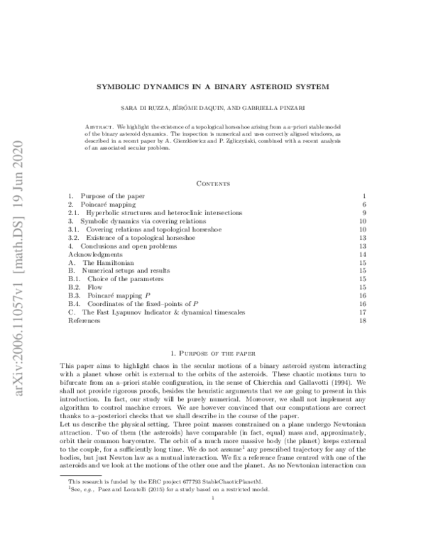 Pdf Topology Of Dynamics In Binary Asteroids