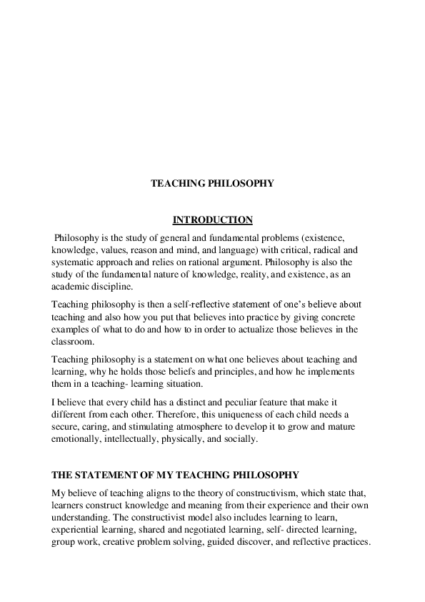(PDF) MY TEACHING PHILOSOPHY