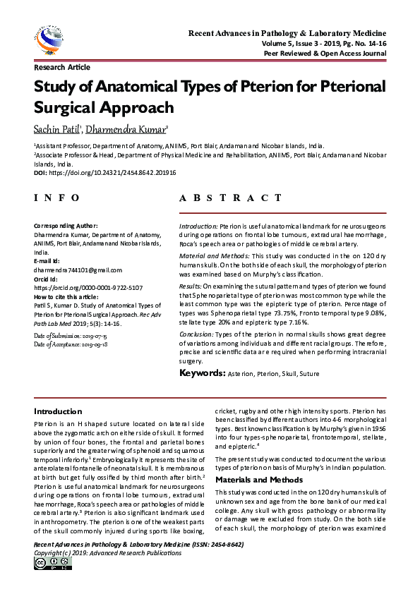 (PDF) Pterion: An anatomical variation and surgical landmark