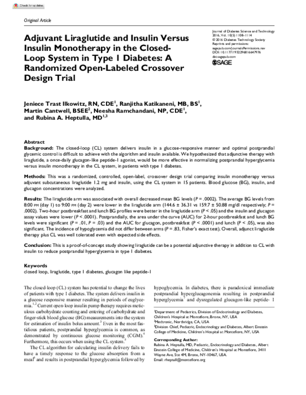(PDF) Adjuvant Liraglutide and Insulin Versus Insulin Monotherapy in ...
