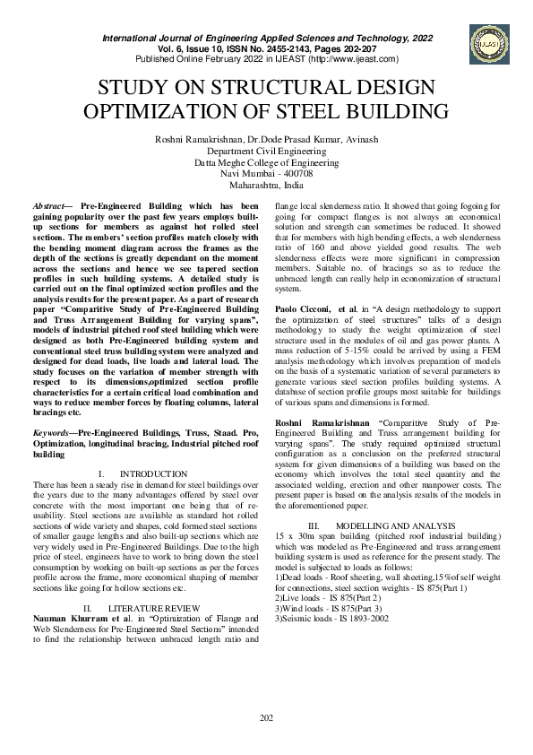 (PDF) STUDY ON STRUCTURAL DESIGN OPTIMIZATION OF STEEL BUILDING