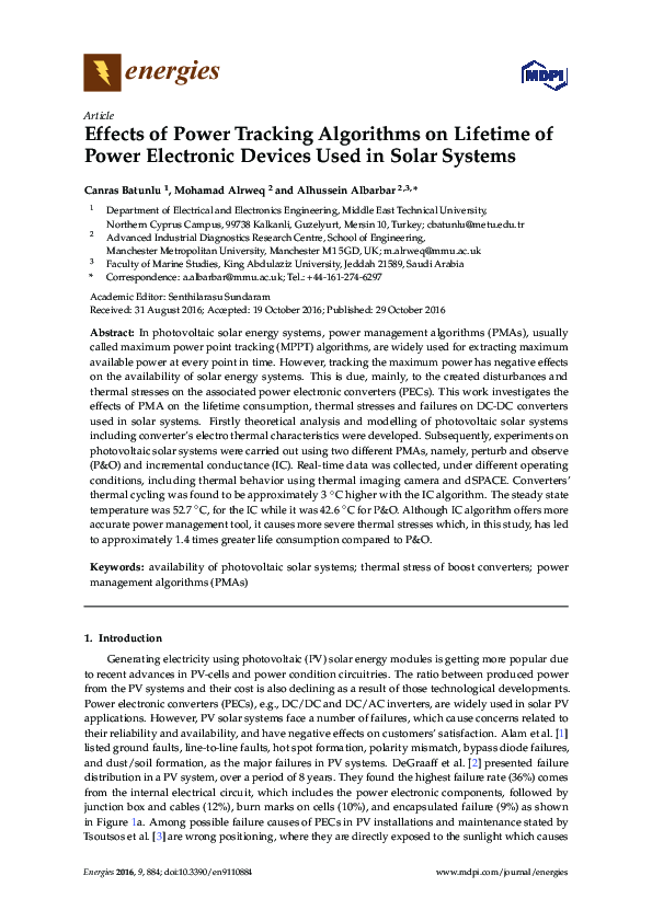 (PDF) Effects of Power Tracking Algorithms on Lifetime of Power ...