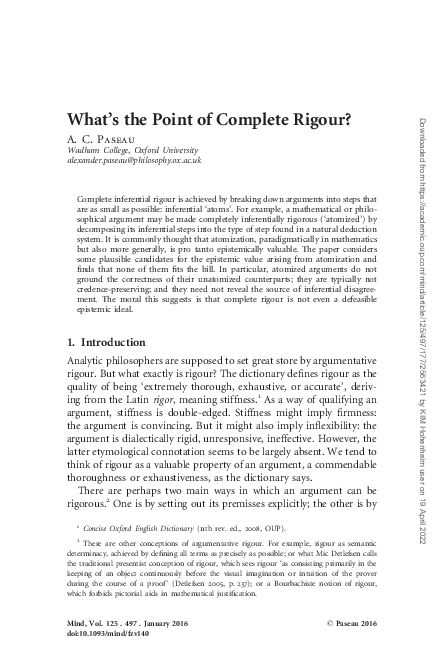 (PDF) What’s the Point of Complete Rigour?