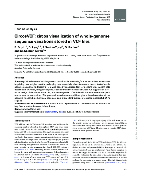 (PDF) CircosVCF: circos visualization of whole-genome sequence ...