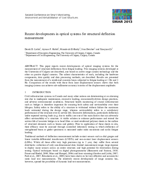 (PDF) Recent Developments in Optical Systems for Structural Deflection ...