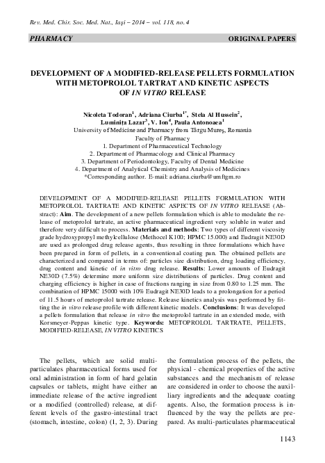 (PDF) Development of a modified-release pellets formulation--with ...
