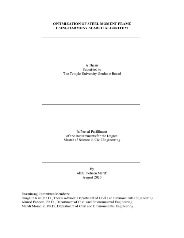 (PDF) Optimization of Steel Moment Frame Using Harmony Search Algorithm