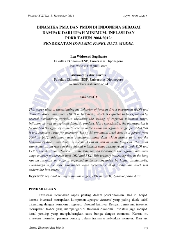 (PDF) Pendekatan Dynamic Panel Data Model