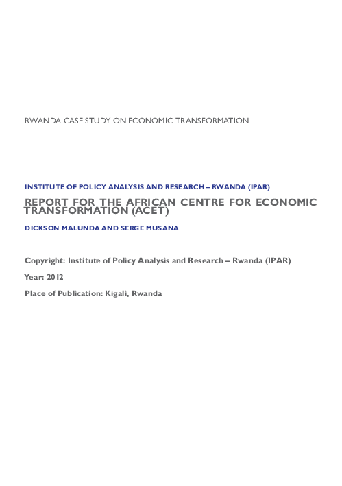 (PDF) Rwanda case study on economic transformation: report for the ...