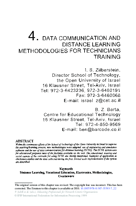 (PDF) Data Communication and Distance Learning Methodologies for ...