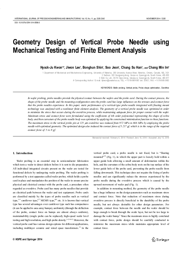 (PDF) Geometry design of vertical probe needle using mechanical testing ...