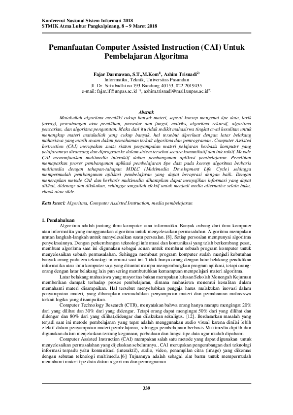 (PDF) Pemanfaatan Computer Assisted Instruction (CAI) Untuk ...