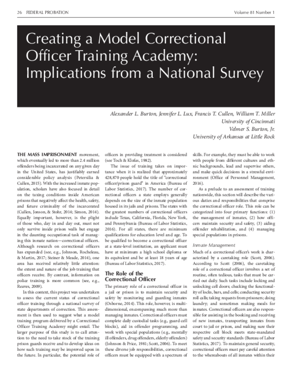 (PDF) Creating a Model Correctional Officer Training Academy ...