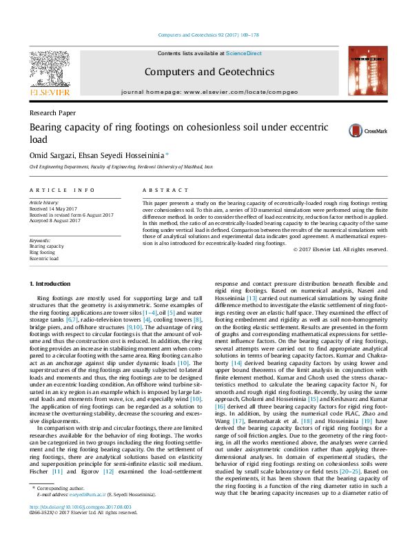 (PDF) Bearing capacity of ring footings on cohesionless soil under ...