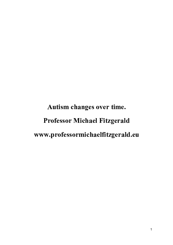 (DOC) Autism changes over time | Michael Fitzgerald - Academia.edu