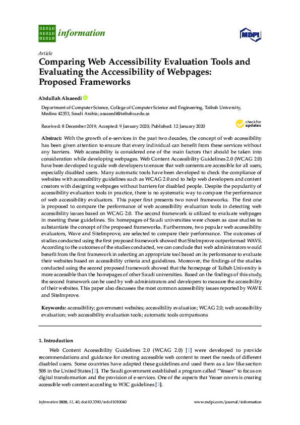 (PDF) Comparing Web Accessibility Evaluation Tools and Evaluating the ...