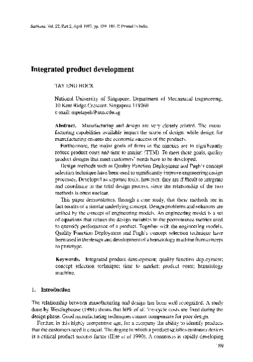 (PDF) Integrated product development
