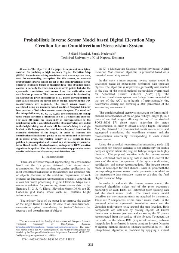 (PDF) Probabilistic inverse sensor model based Digital Elevation Map ...