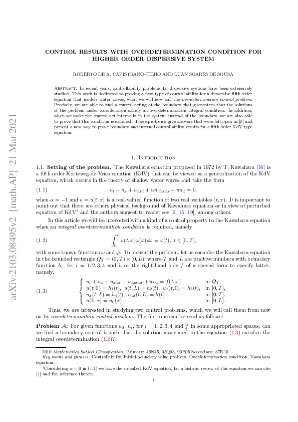 (PDF) Control results with overdetermination condition for higher order ...