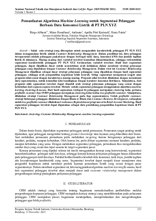 (PDF) Pemanfaatan Algoritma Machine Learning untuk Segmentasi Pelanggan ...