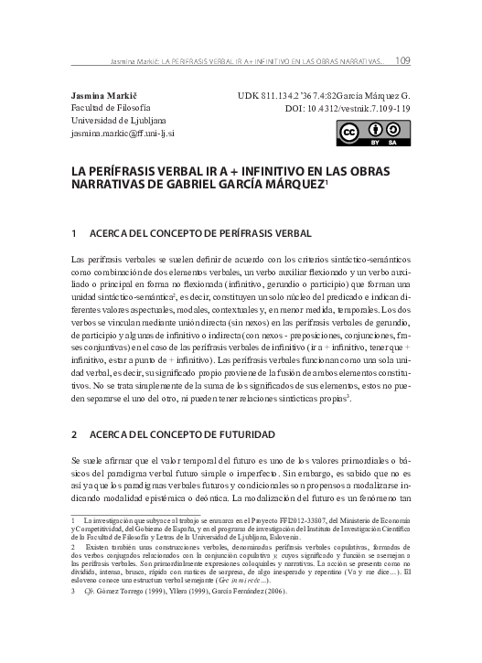(PDF) The Verbal Periphrasis ir a + Infinitive in the Narrative Texts ...