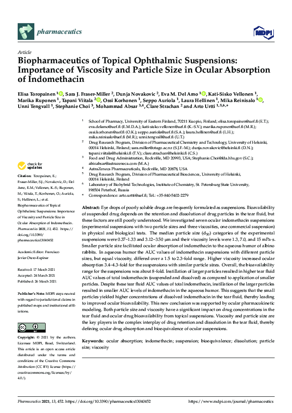(PDF) Biopharmaceutics of Topical Ophthalmic Suspensions: Importance of ...