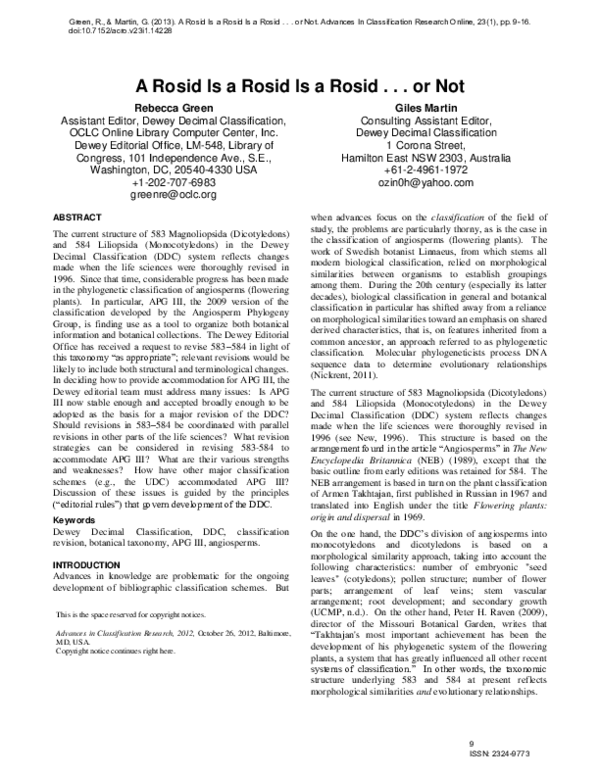 (PDF) A Rosid Is a Rosid Is a Rosid . . . or Not