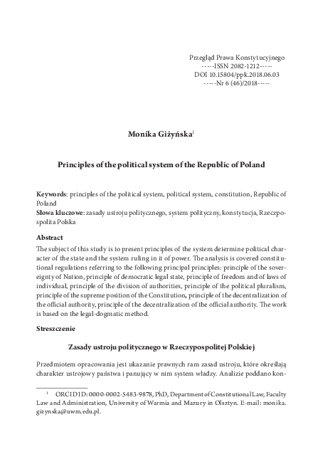 (PDF) Principles of the political system of the Republic of Poland