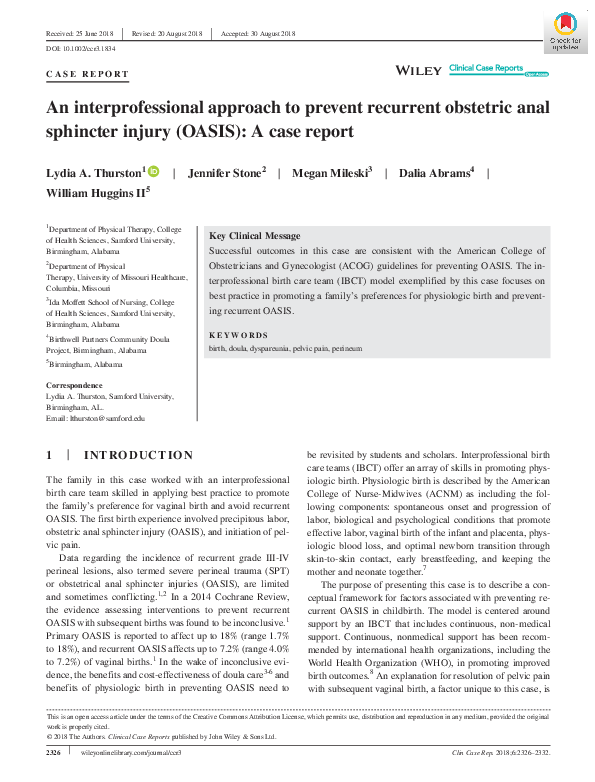 (PDF) An interprofessional approach to prevent recurrent obstetric anal ...