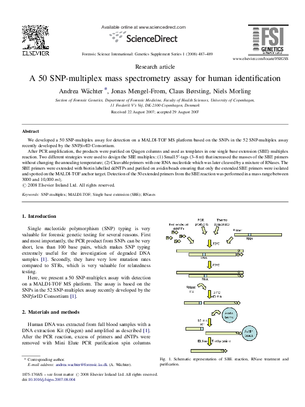 (PDF) A 50 SNP-multiplex mass spectrometry assay for human identification