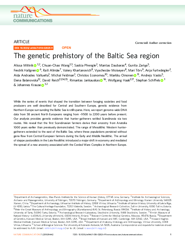 (PDF) The genetic prehistory of the Baltic Sea region