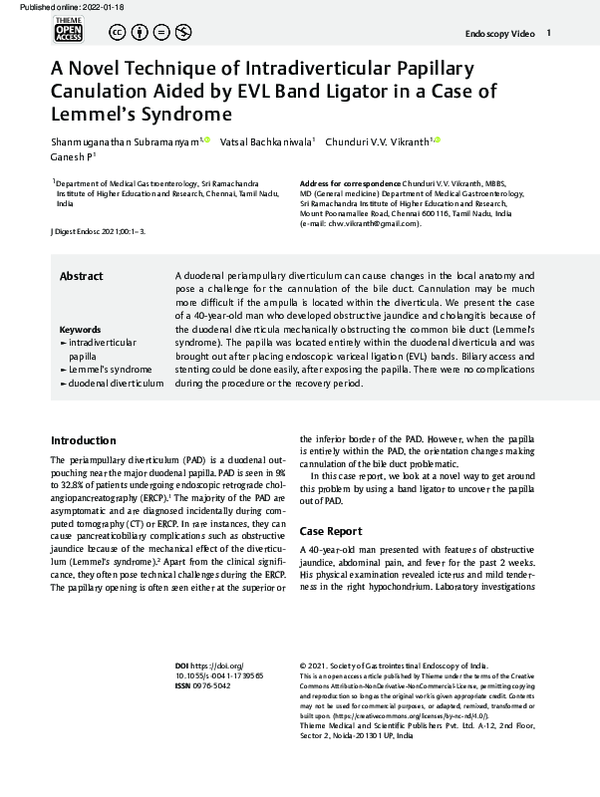 (PDF) A Novel Technique of Intradiverticular Papillary Canulation Aided ...