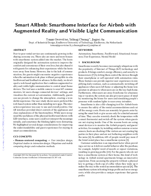 (PDF) Smart ARbnb: Smart home interface for Airbnb with augmented ...