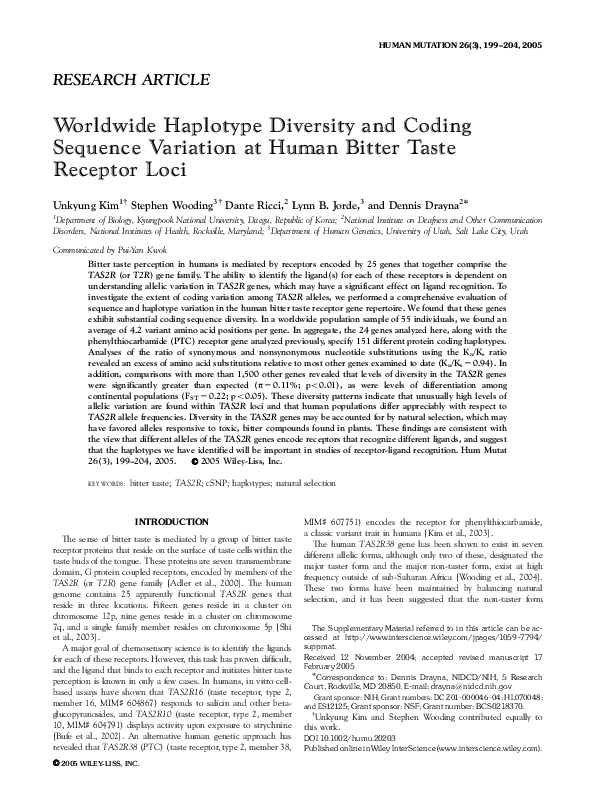 (PDF) Worldwide haplotype diversity and coding sequence variation at ...