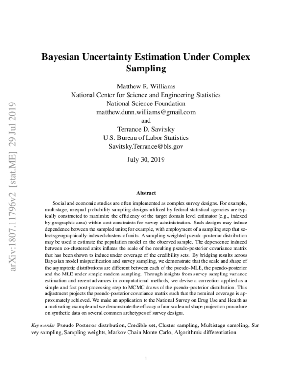 (PDF) Bayesian Uncertainty Estimation Under Complex Sampling