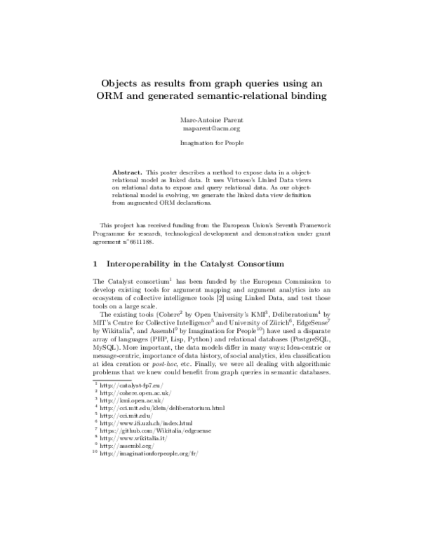 (PDF) Objects as results from graph queries using an ORM