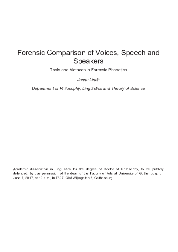 (PDF) Forensic comparison of voices, speech and speakers – Tools and ...