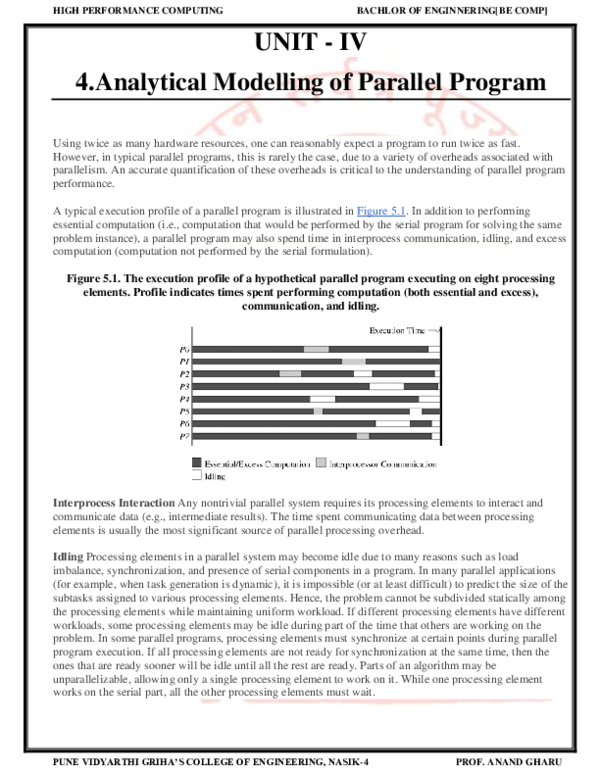 (PDF) UNIT-IV 4 . Analytical Modelling of Parallel Program