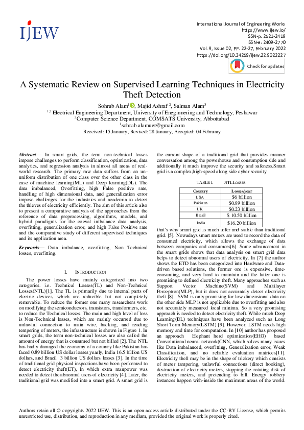 (PDF) A Systematic Review on Supervised Learning Techniques in Electricity Theft Detection